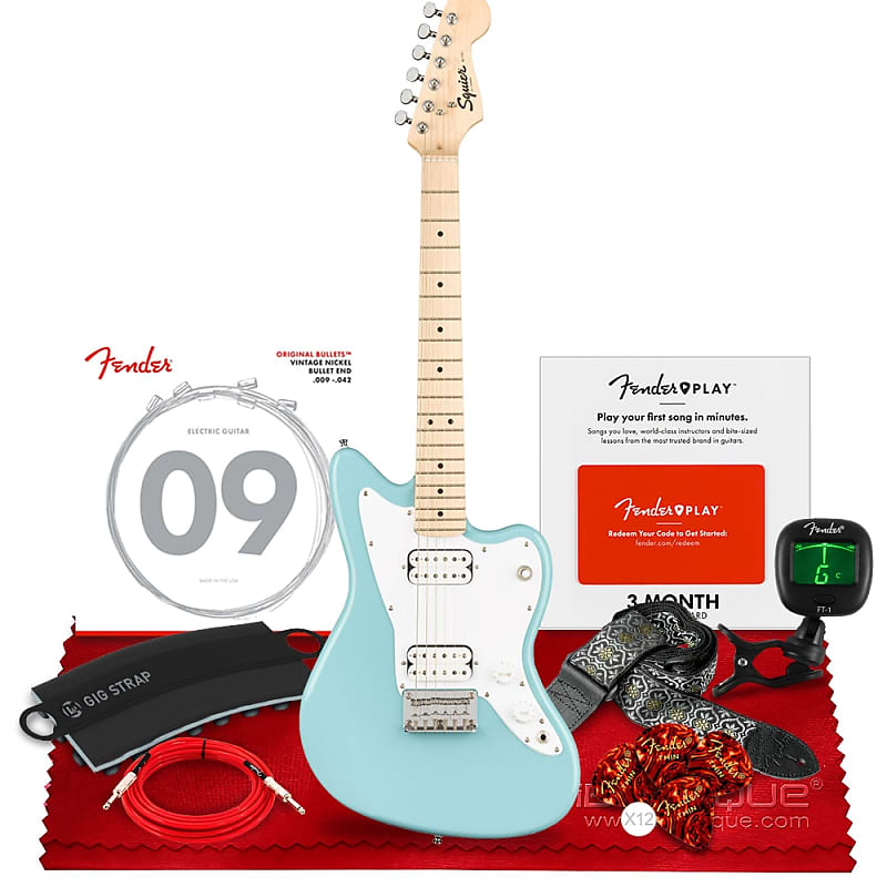 Squier Mini Jazzmaster Electric Guitar HH by Fender, Maple | Reverb