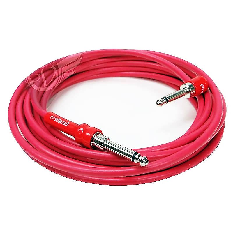 George L's 15' Red Instrument Cable - Angled To Straight | Reverb