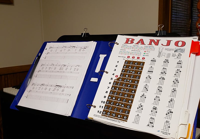 Laminated 8.5x11 5 String Banjo Fretboard Notes Rolls Chord | Reverb