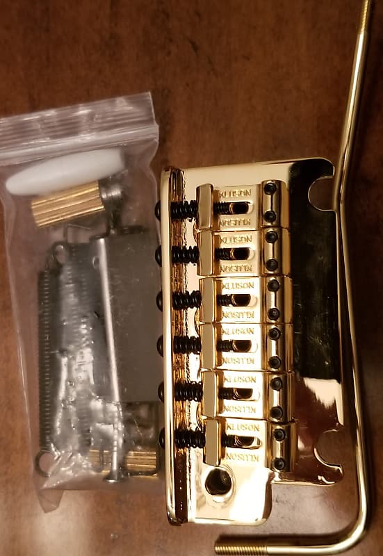 Kluson 2 Post Steel Block Strat Tremolo - Gold | Reverb