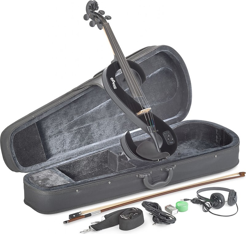 4/4 electric viola set with S-shaped black electric viola, | Reverb