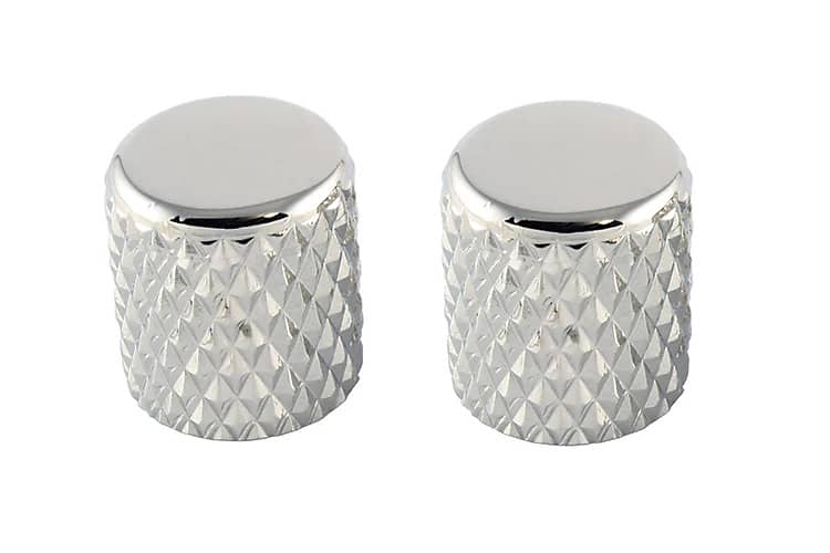 Chrome Heavy Knurl Metal Barrel Guitar Knobs - Set of 2 | Reverb