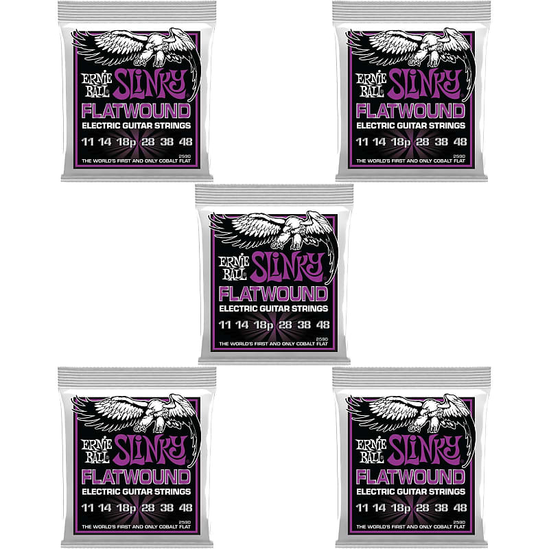 Ernie Ball 2590 Power Slinky Flatwound Electric Guitar | Reverb