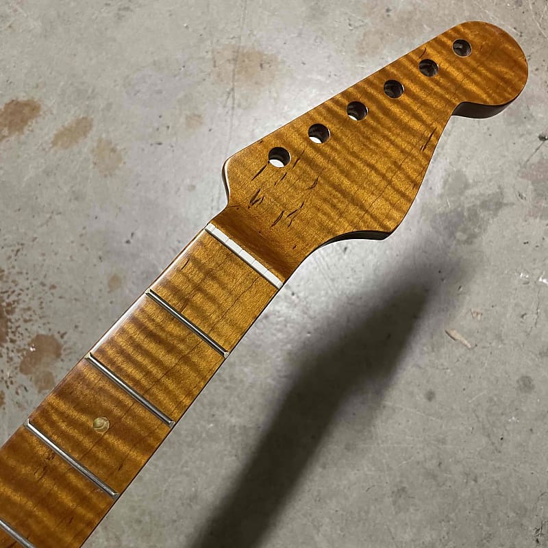 Roasted AA Flame Maple Strat Neck fits fender Stratocaster | Reverb