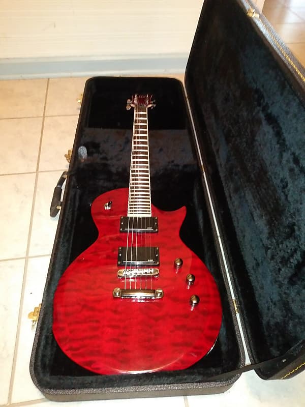 ESP LTD EC 200QM Black Cherry W/hardshell case | Reverb