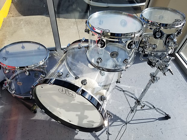 DW Design Acrylic Drum Set 22/10/12/16 w/New SKB Drum Bags | Reverb