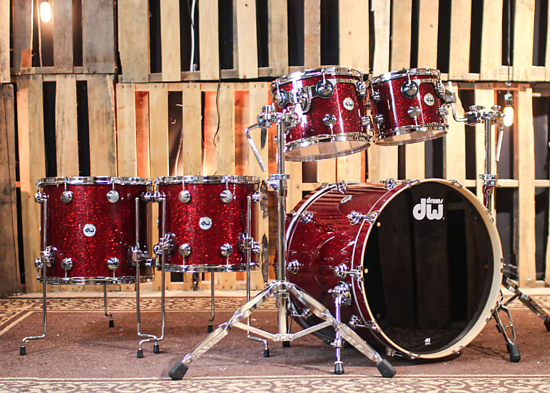 DW Collector's Maple SSC Ruby Glass Drum Set - 22,10,12,14,16 | Reverb
