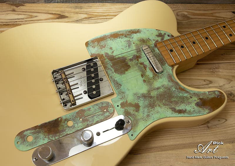 Telecaster Pickguard Copper w. Green Patina & Control Plate | Reverb