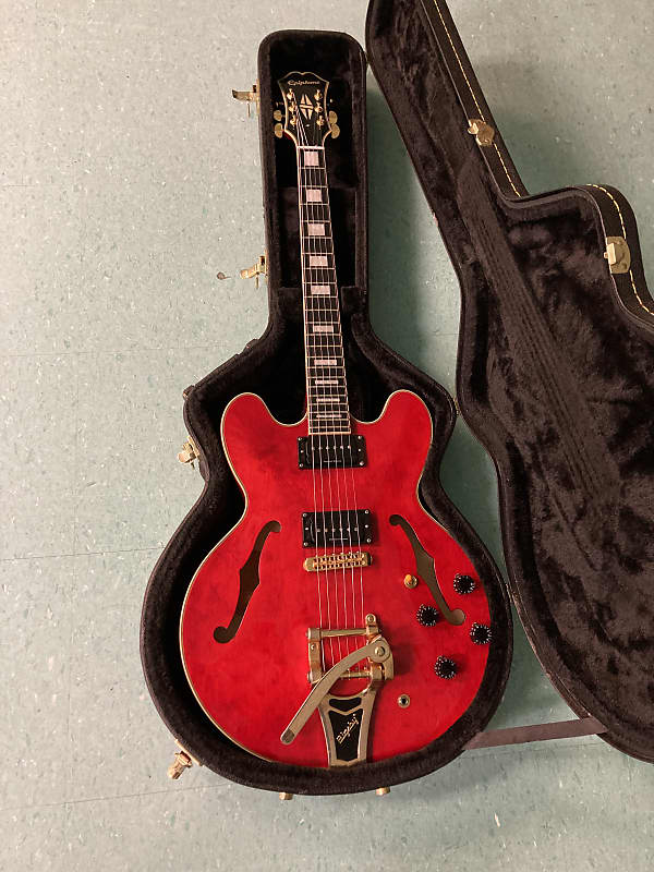 Rare Epiphone 335 Cherry Ltd. with Bigsby, Souped-Up with | Reverb