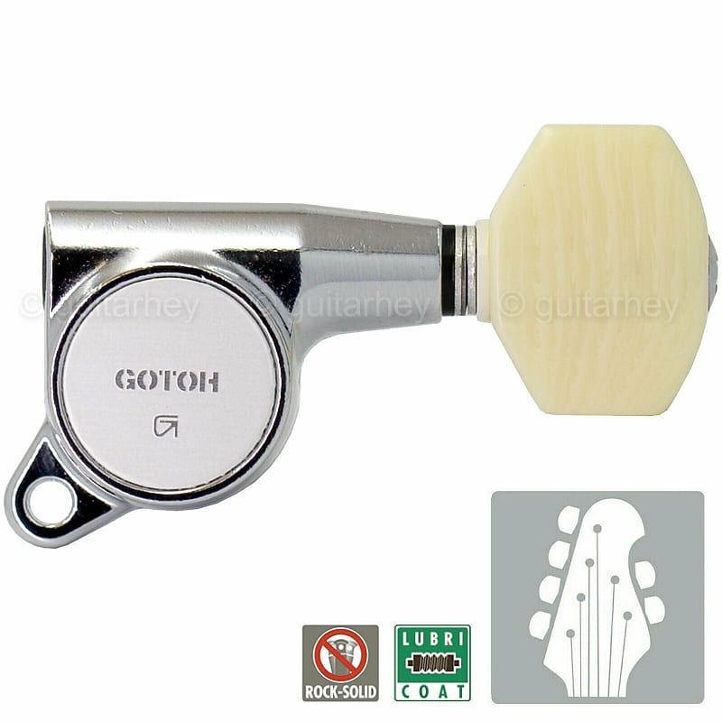 NEW Gotoh SG381-M07 L4+R2 Set Mini Tuners w/ IVORY Buttons | Reverb