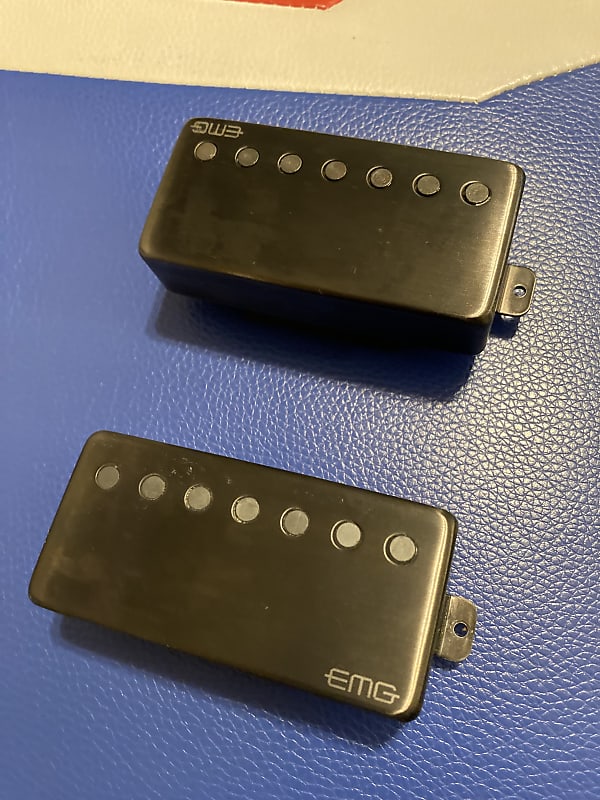 EMG 57 & 66 7H Black Chrome Pair Seven String Pickups | Reverb