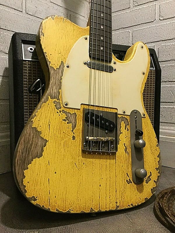 USA Relic Tele Style Electric Guitar Road Worn Yellow with | Reverb