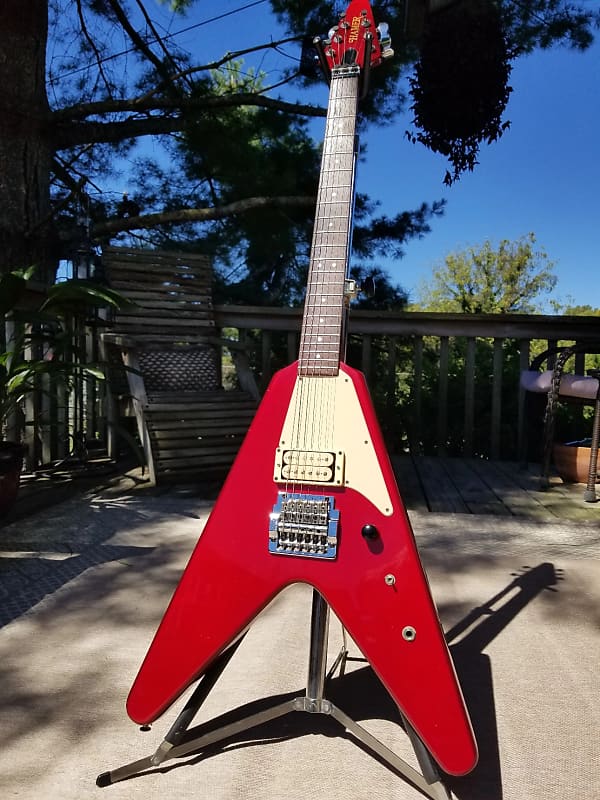 1984 Hamer KK Downing Vector Flying V Trans Red OHSC Kahler | Reverb