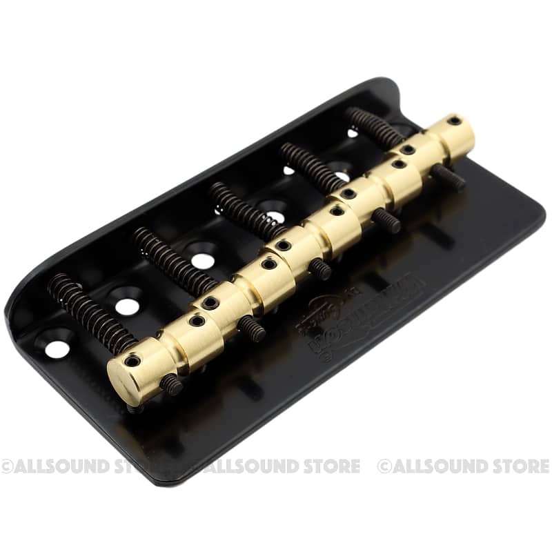 Wilkinson WBBC-5 BLACK 5-String Bass Bridge, Vintage Brass | Reverb