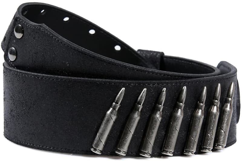 RightOn! MAGIC Bullets Strap Leather Guitar Strap - Black | Reverb