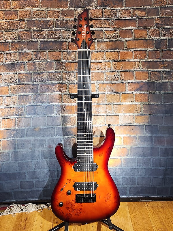 Tario Left-Handed 8-String Guitar Poplar Burl Top Trans | Reverb