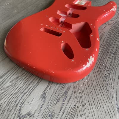 MJT VTS Stratocaster Body - NITRO Alder Fiesta Red Strat | Reverb