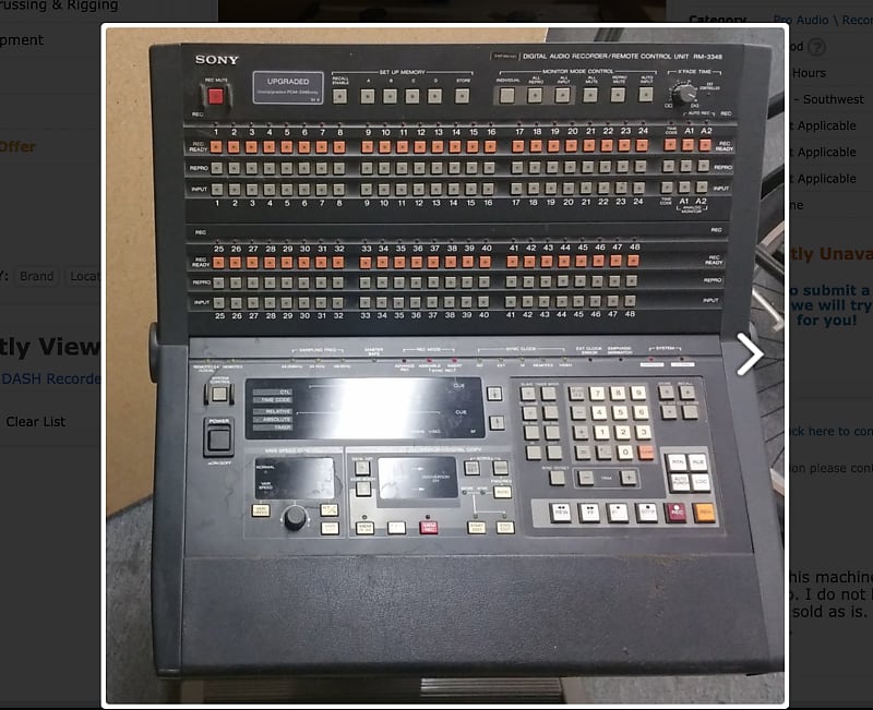 Sony PCM3348 remote control - no cables, untested as-is | Reverb