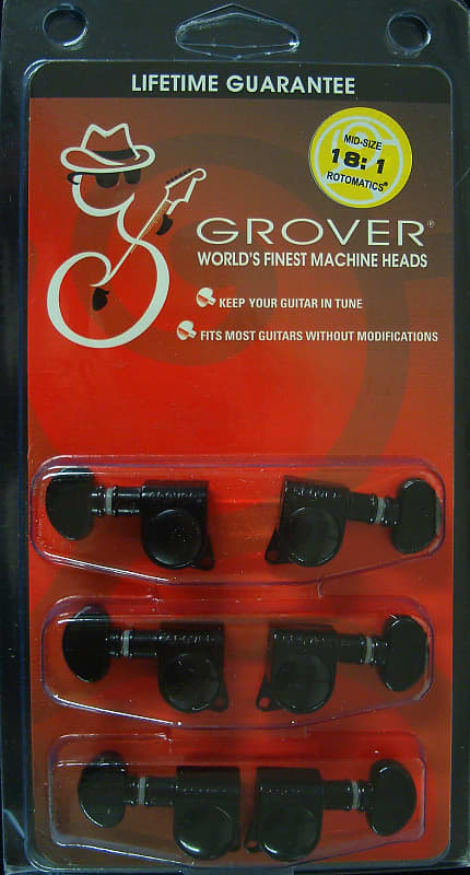Grover 305BC Mid-Size Rotomatic® Tuning Machines, 3 +3, Black | Reverb