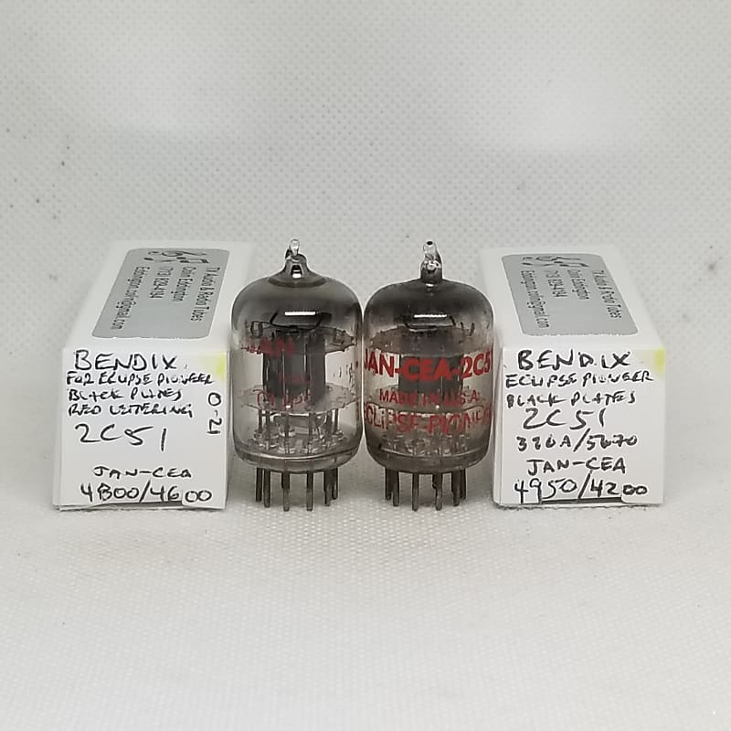 Bendix JAN Eclipse Pioneer 2C51 Black Plate Matched Pair NOS | Reverb