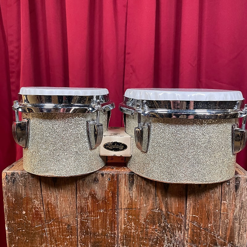 Vintage Ludwig 6" & 8" Tunable Bongos Silver Sparkle | Reverb UK