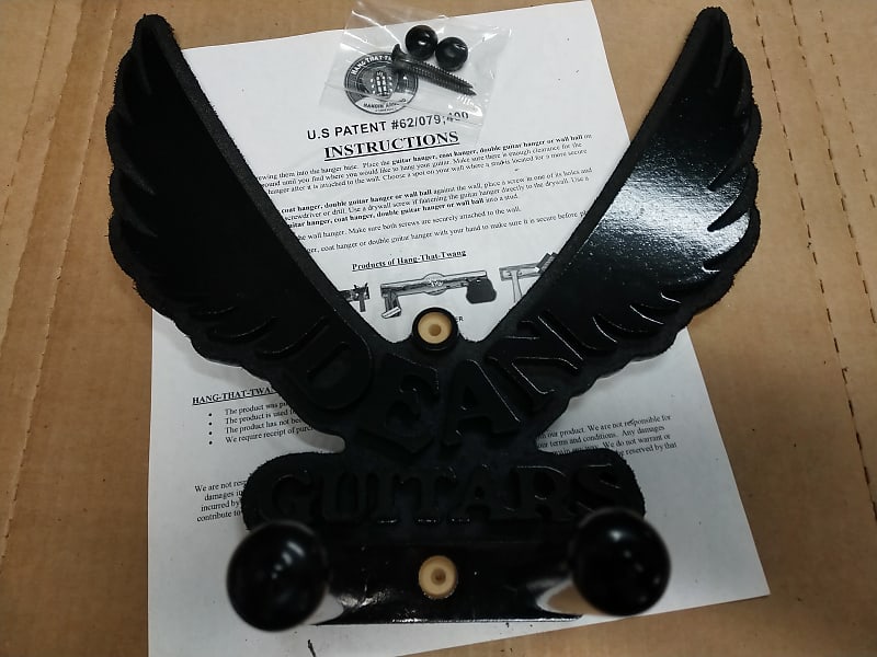 Dean Guitars Wall Hanger - Black Dean Wings Logo - GUITAR | Reverb