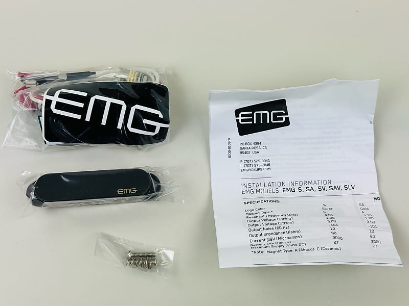 EMG SA Pickup w/Mounting Hardware and Wiring Harness, Gold | Reverb