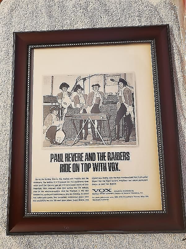 1966 Vox Promotional Ad Framed Paul Revere & The Raiders | Reverb