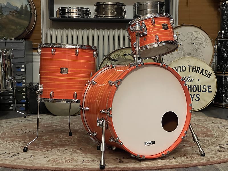 Yamaha Club Custom Orange Swirl 15x22 15x16 8x12 Drum Kit | Reverb
