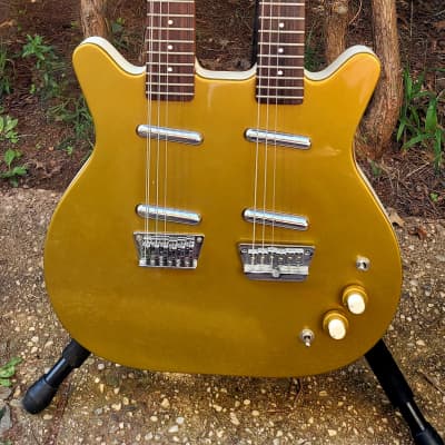 Danelectro DOUBLE NECK 6 & 12 STRING 1990'S - GOLD & CARAMEL | Reverb