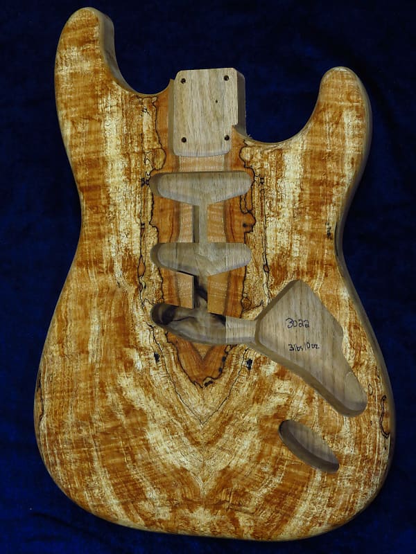 Spalted Maple Top / Butternut Wood Strat Style body Hardtail | Reverb