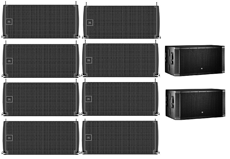 8x JBL SRX910LA Dual 10" Powered Line Array speaker W/ DSP | Reverb