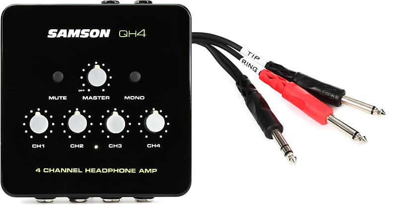 Samson QH4 4-channel Headphone Amplifier Bundle with Hosa | Reverb