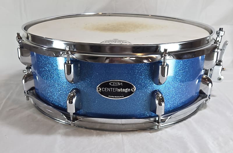 PDP Center Stage 4.25X14 Wood Shell Blue Sparkle Snare Drum | Reverb