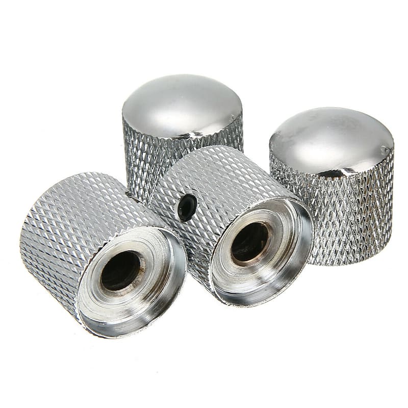 4-Pieces Metal Dome Push-on Knurled Barrel Volume Tone Knobs, | Reverb