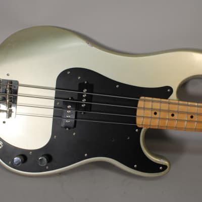 Parts Bass P-Style Bass Guitar Inca Silver Heavy Relic Finish | Reverb