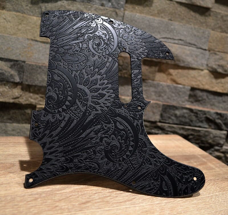 Custom Black Psychedelic Textured Pickguard - Fits Fender | Reverb