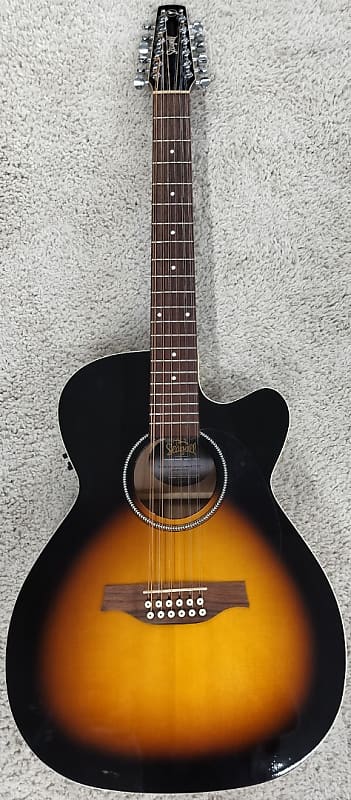 Seagull S12 Sunburst Cutaway Concert Hall QIT Acoustic | Reverb