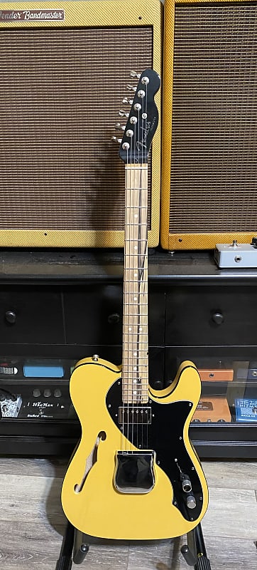 Fender Thinline Telecaster 2020 Amarillo Gold & Striped Ebony | Reverb