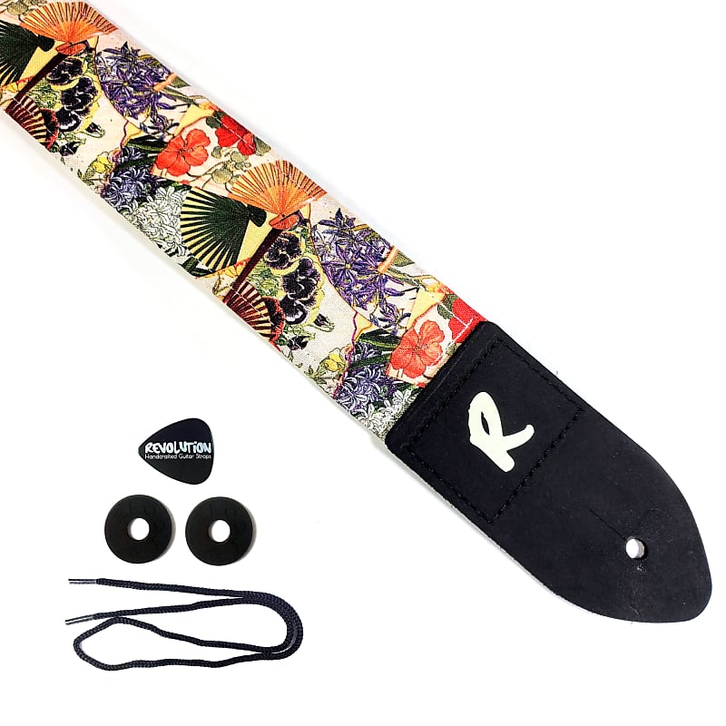 Japanese Hand Fans Guitar Strap - Asian Fan Guitar Strap - | Reverb UK