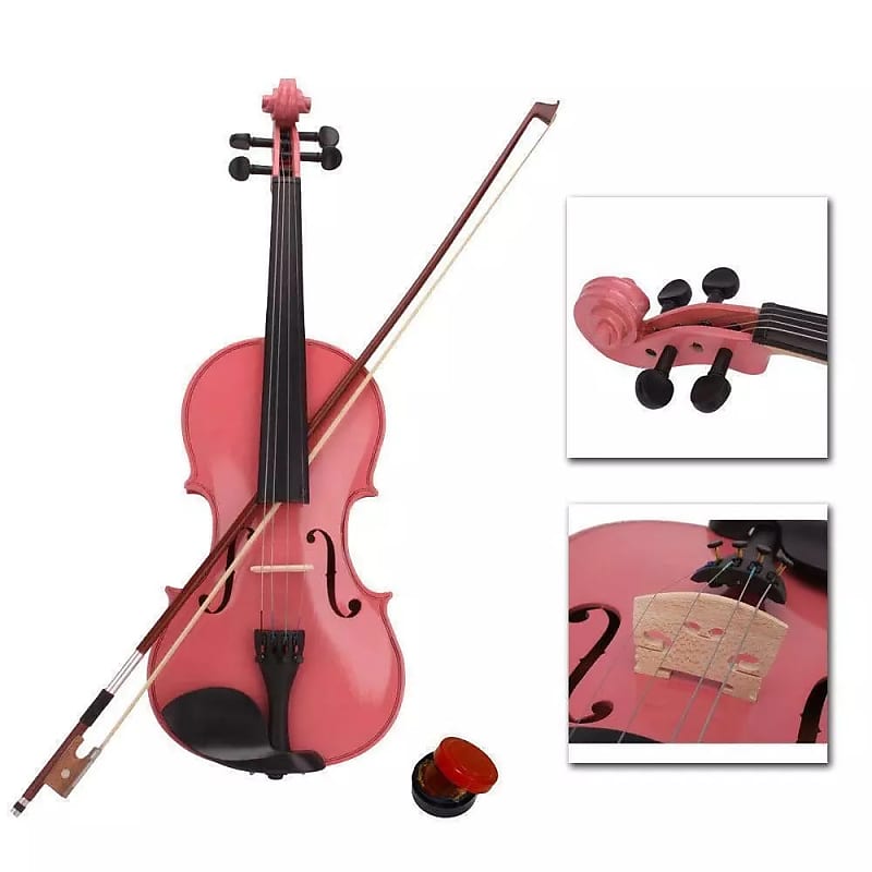 1/2 Size Kid Pink Basswood Acoustic Violin Fiddle With Case | Reverb