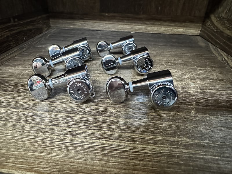 Hipshot 6 in-line left-handed locking tuners - Chrome | Reverb