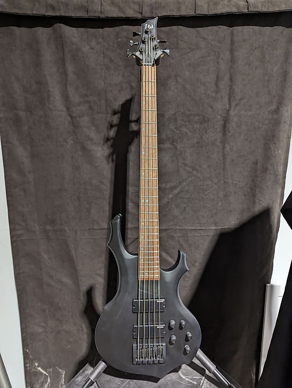 ESP LTD F-205 Black Satin 5-String Bass Guitar | Reverb