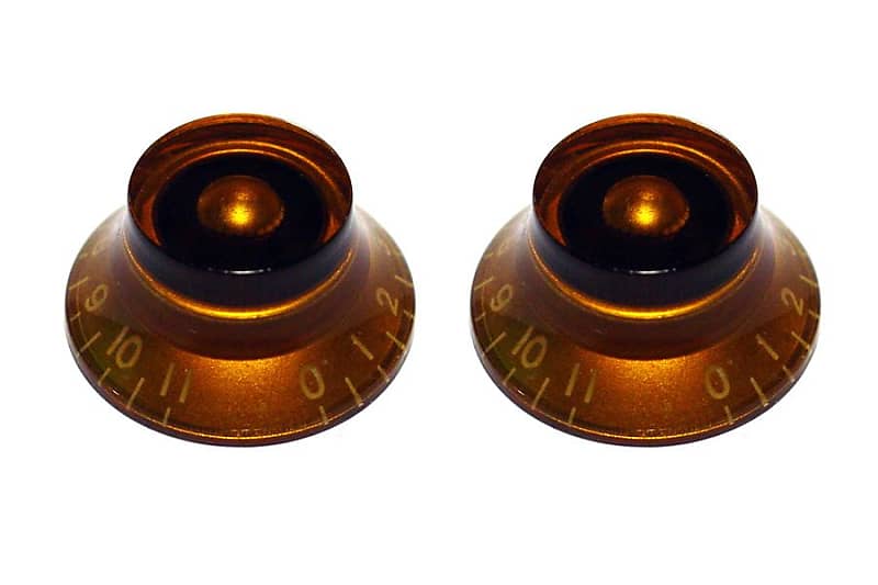 Guitar Bell Knobs (2), 0-11, For USA Split Shaft Pots - AMBER | Reverb