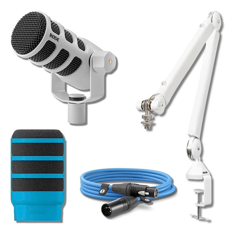 Rode PodMic USB Dynamic Broadcast Microphone (White) with | Reverb