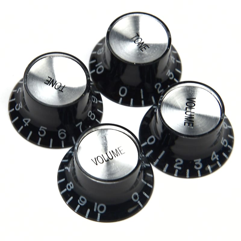 Gibson Top Hat Knobs Black w/ Silver Metal Insert 4 Pack | Reverb