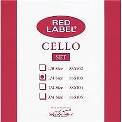 Super-Sensitive Red Label Cello Strings Set - 3/4 | Reverb