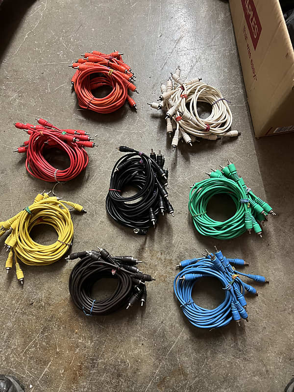Lot of 83 Tascam Teac 39” color coded RCA patch cables | Reverb