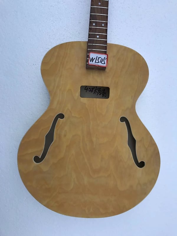 Unfinished Arched Hollow Body Jazz Guitar Body with Neck and | Reverb