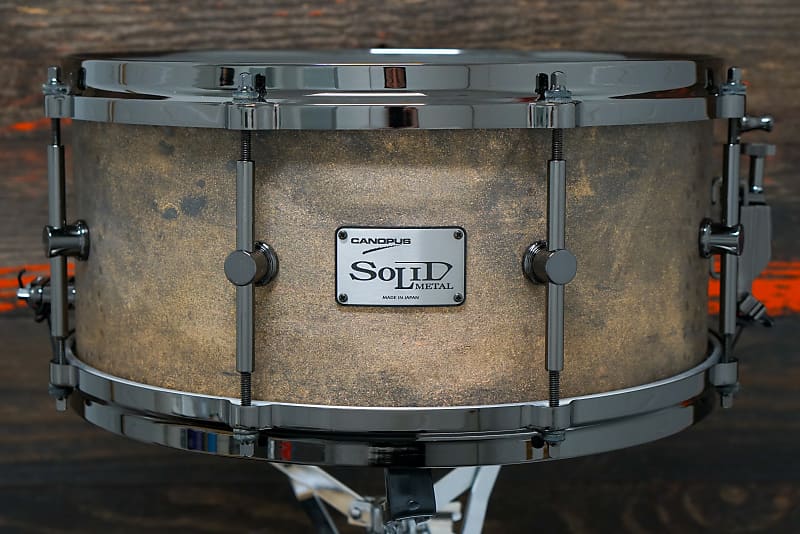 Canopus 6.5x14" Patina Solid Brass Snare Drum | Reverb